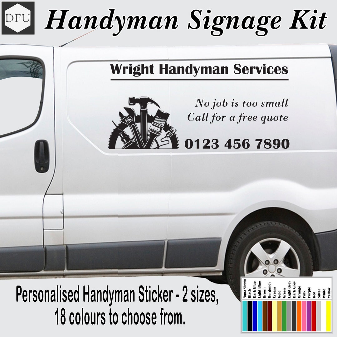 Custom Handyman Sticker, Car or Van Signage, Sign Writing Decal ...