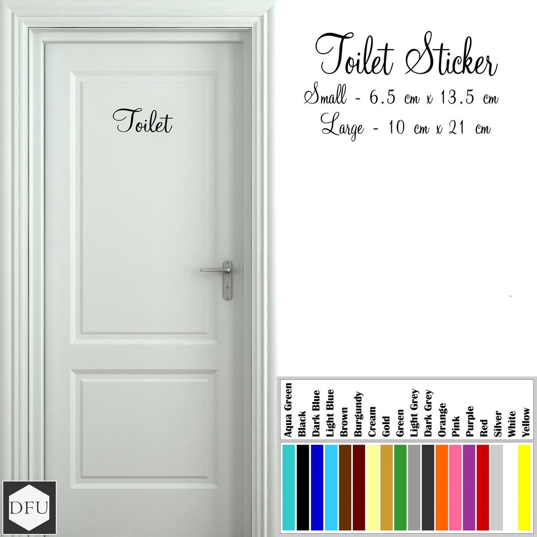 Bathroom or Toilet Door Wall Art Decal Vinyl Sign / Sticker Toilet WC ...