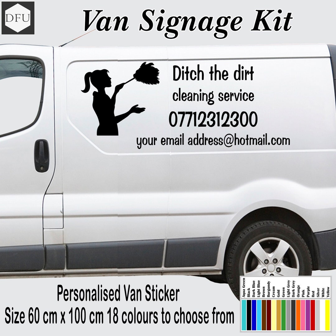 Custom Vinyl Stickers Personalised Car Van Cleaning Decal Sign Writing ...