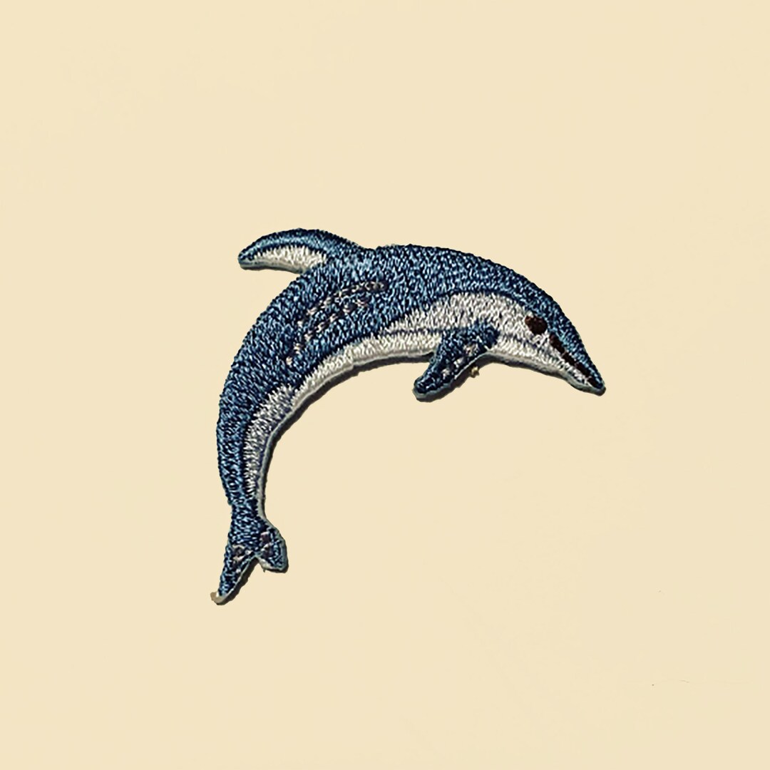 Iron-on Dolphin Patch – Embroidered Animal Applique for DIY Crafts ...