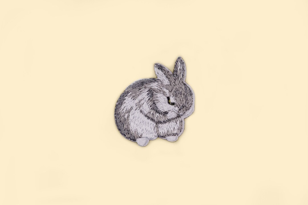Stick-on Rabbit Patch – Embroidered Animal Applique for DIY Crafts ...