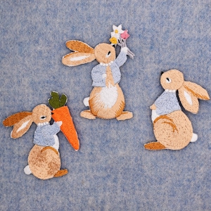 Cute Bunny Gift Set Iron on Patch/animal Badge /embroidered Patch /DIY Embroidery/decorative ...