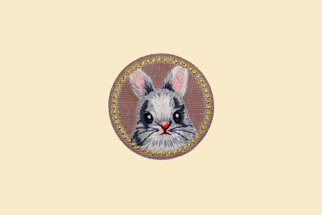 Cute Rabbit Face Iron on Patch/animal Badge/diy Embroidery/decorative ...