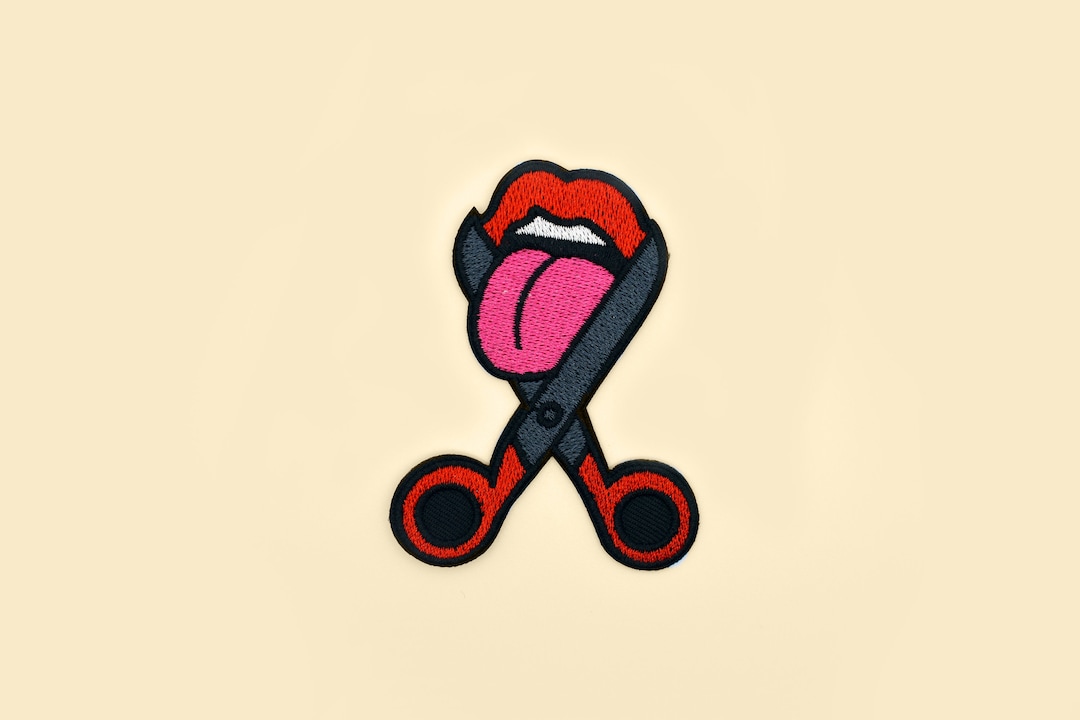 Iron-on Large Scissors With Tongue Funky Patch/ Shirt Patch/funky Patch ...