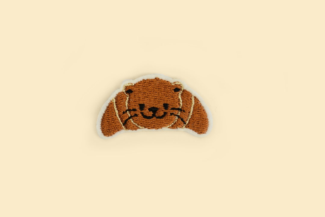 Iron-on Otter Croissant Patch – Embroidered Animal Applique for Bakery ...