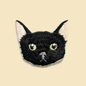 Iron-on Black Cat Face Patch/animal Badge/diy Embroidery/embroidered ...