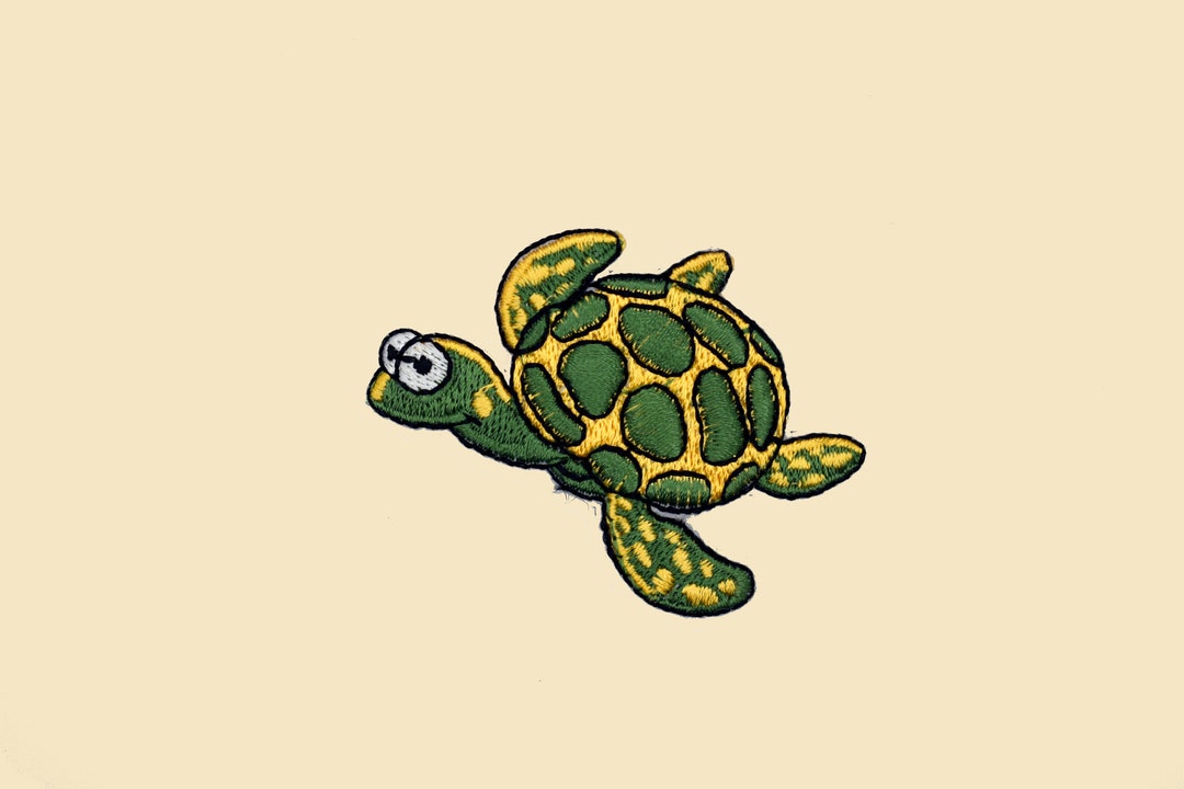 Iron-on Sea Turtle Patch – Marine Animal Embroidered Applique for DIY ...