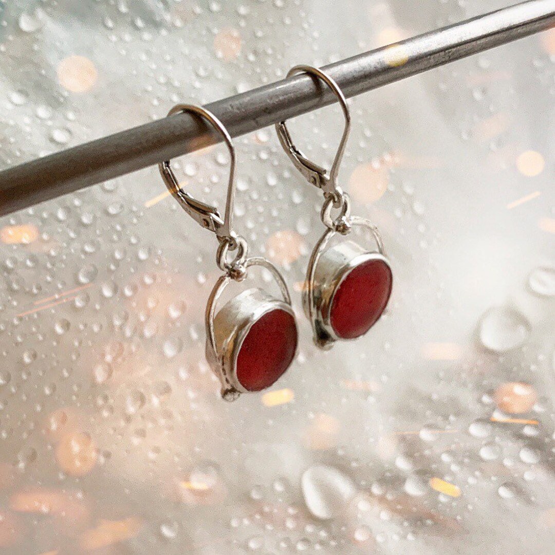 Custom Made Custom Coloured Red ‘flash Glass’ Style Genuine Seaglass ...