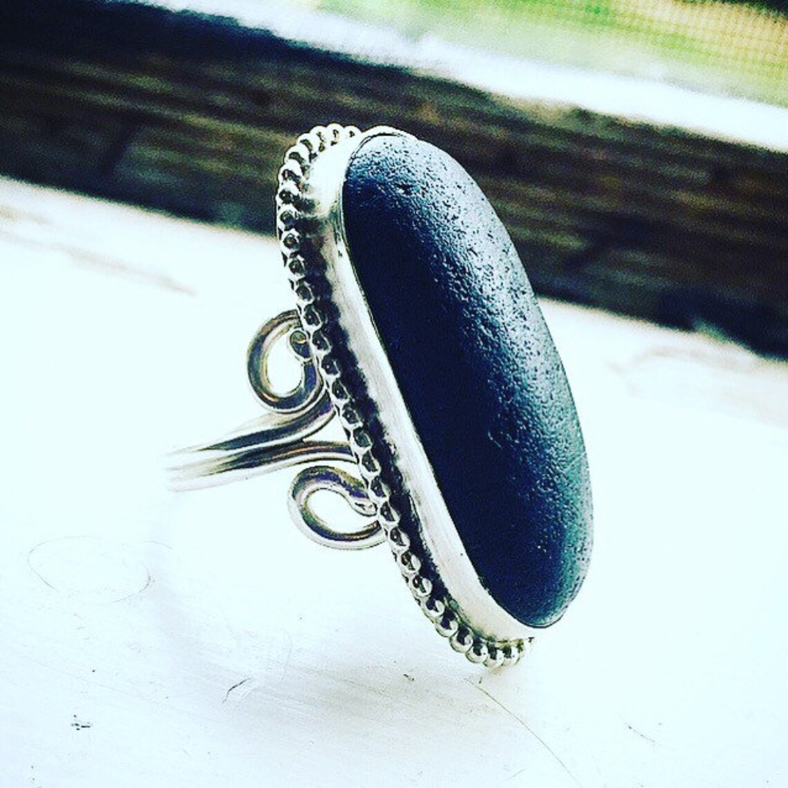 Custom Made Rare Black Pirate Glass Genuine Seaglass and Sterling ...