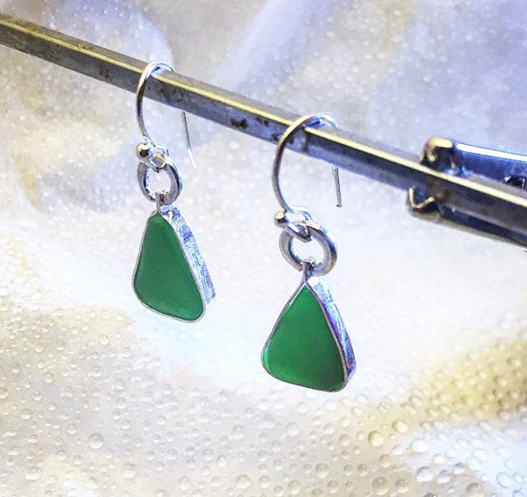 Custom Made Petite Jadeite and Sterling Silver Earrings - Etsy