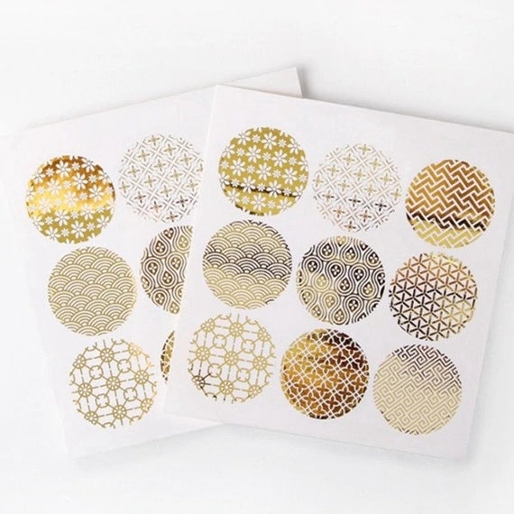 45 Pcs Round Gold Foil Stickers for All Occasion | Etsy