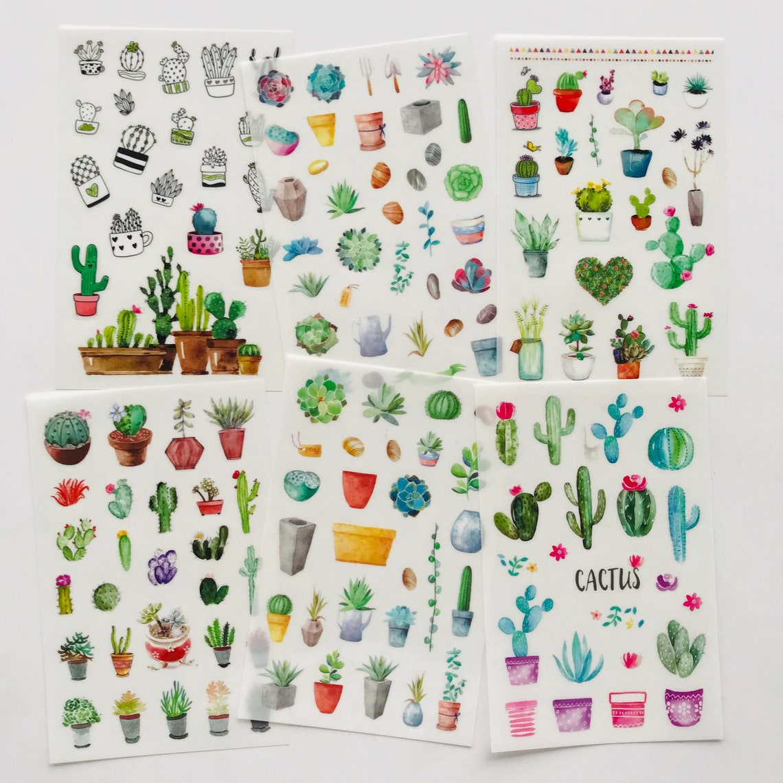 6 Sheets/pack Cactus Sticker - Etsy Canada