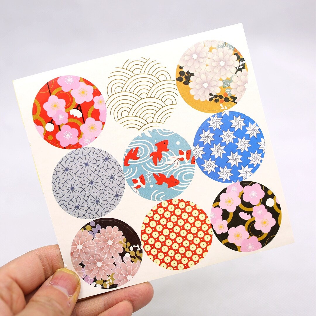 Japanese Style Round Stickers, Decorative Packaging Labels, 45 Pcs ...