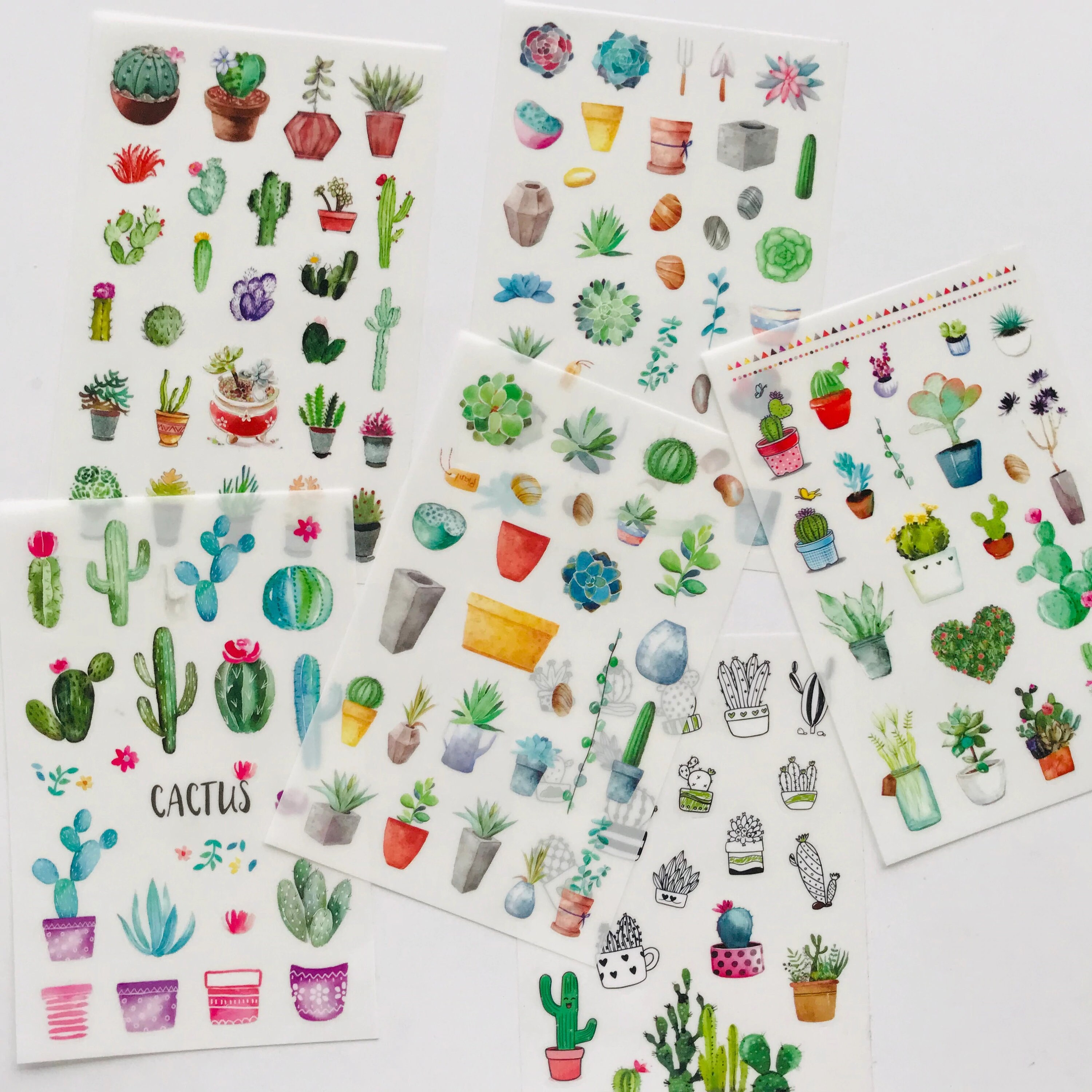 6 Sheets/pack Cactus Sticker - Etsy Canada