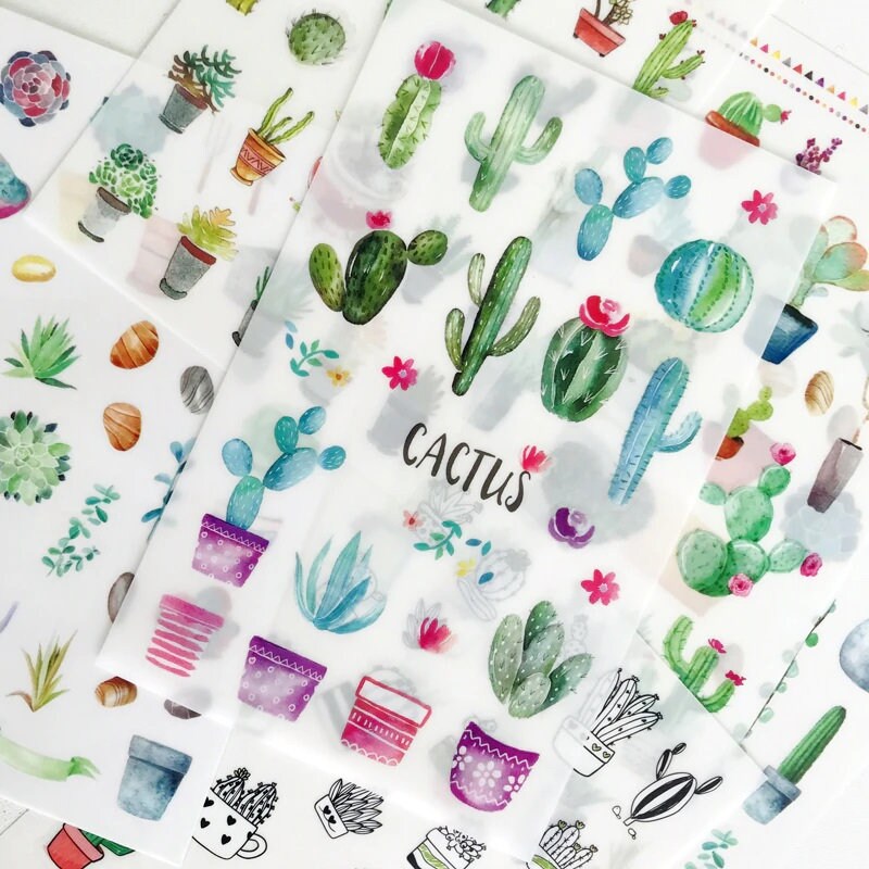 6 Sheets/pack Cactus Sticker - Etsy Canada