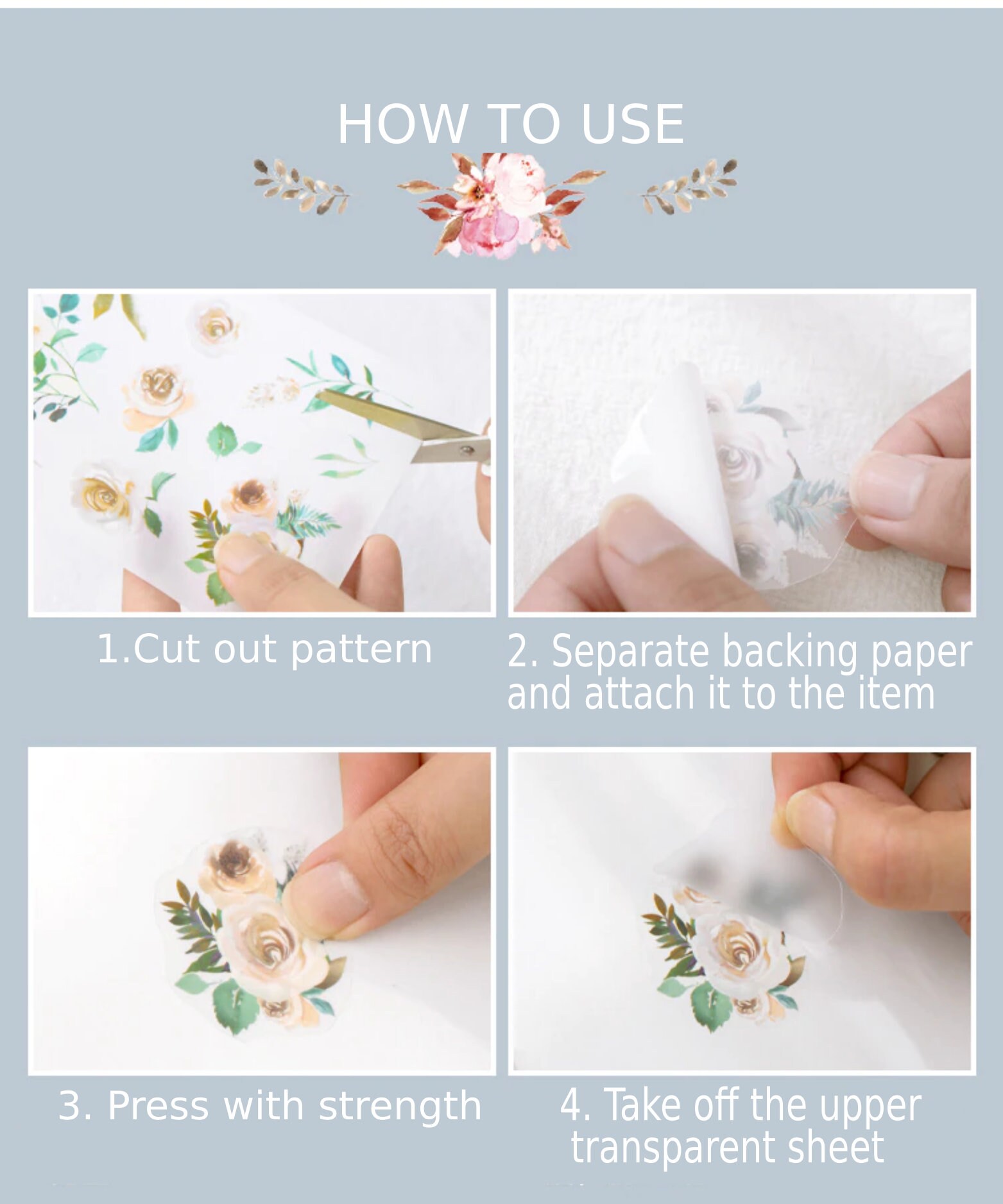 2 Sheets/pack Watercolor Flowers Transfer Stickers 6 Designs | Etsy Canada