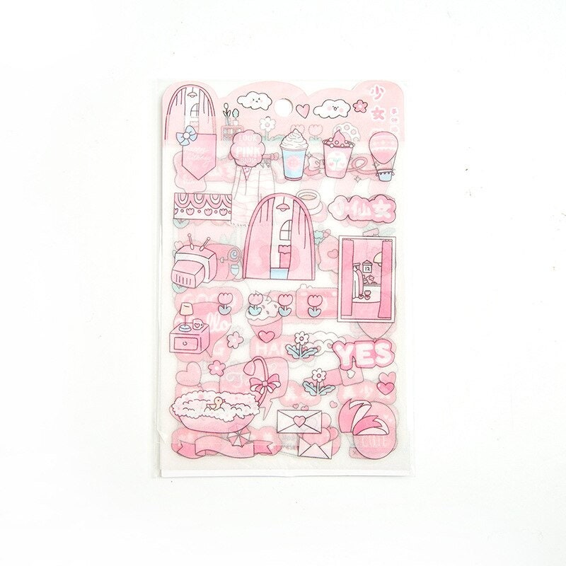 4 Sheets/Pack Pink Stickers 5 Designs | Etsy