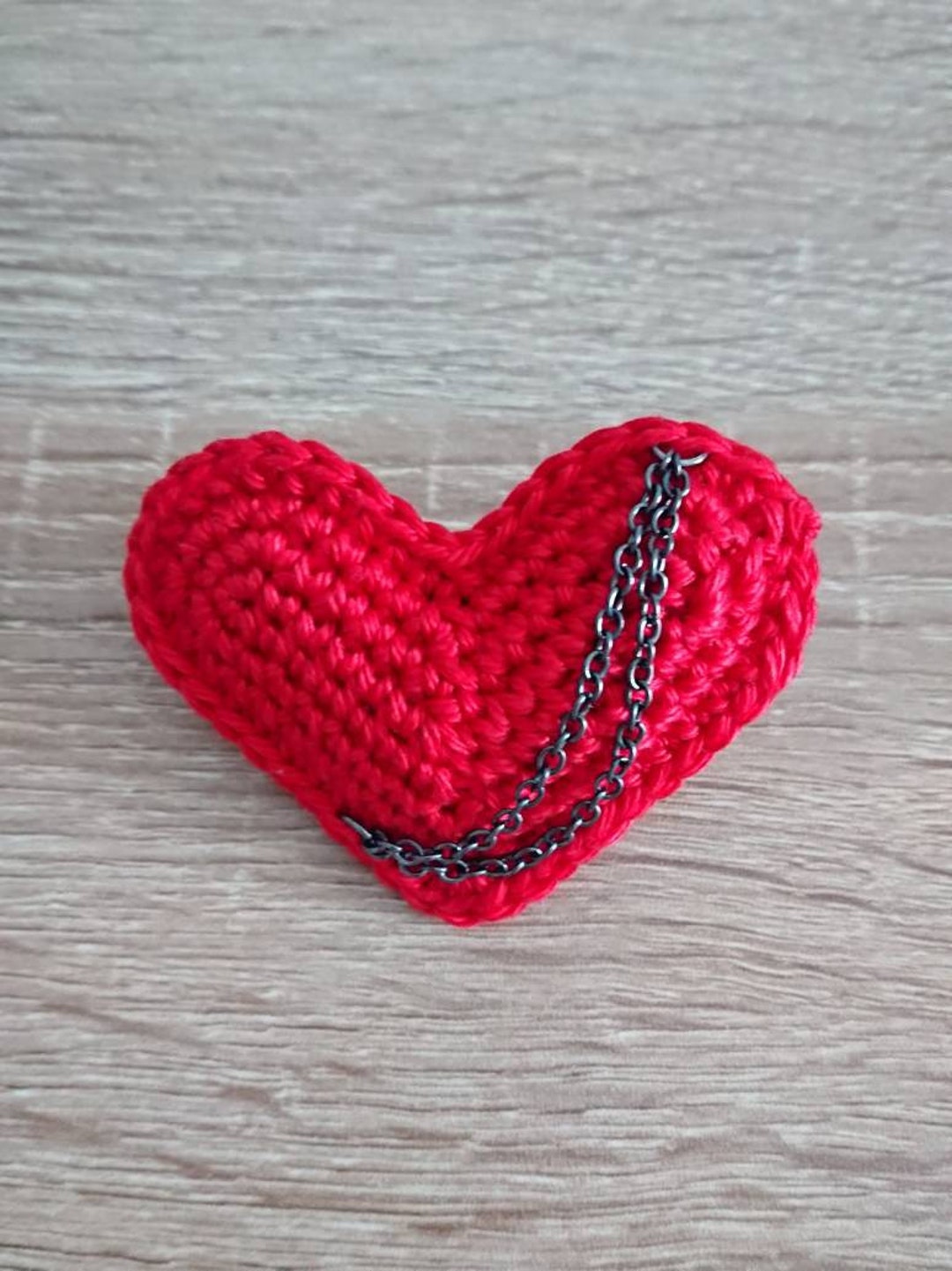 Red Heart Brooch and Chain / Small Heart / Heart Accessory / Valentine ...