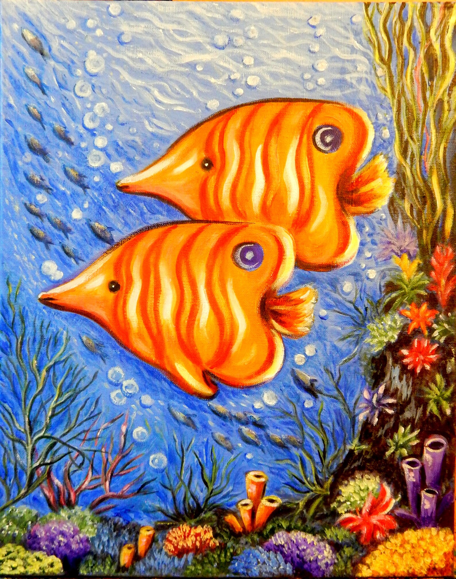 Fish Painting Original Art Sea World Painting Underwater Art | Etsy