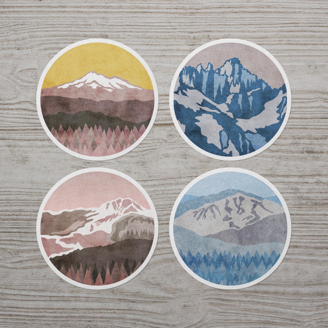 California Mountains Sticker Pack - Mt Shasta, Mt Baldy, Mt Whitney, Mt ...