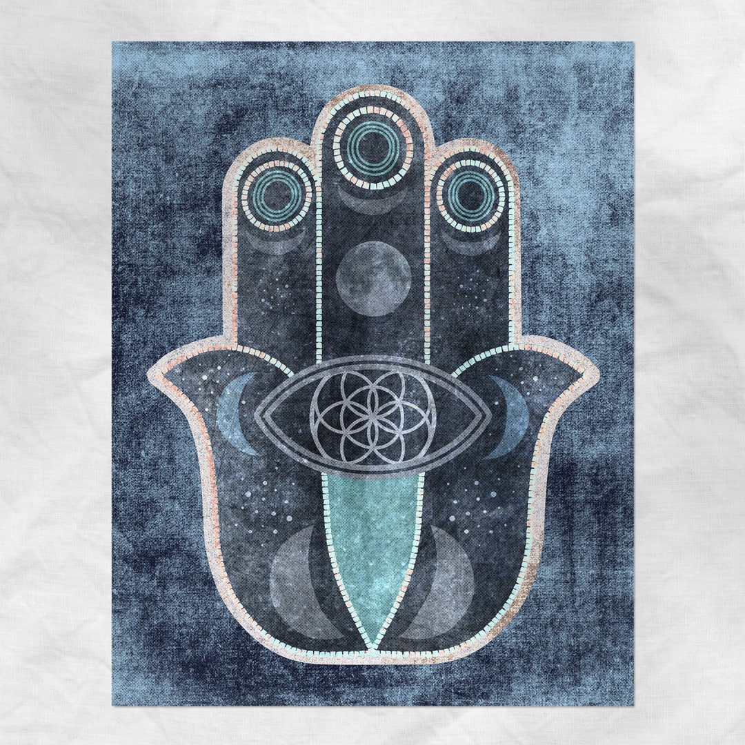 Hamsa Hand of Protection, Good Luck, Abundance - 5x7, 8x10, 11x14 Art ...