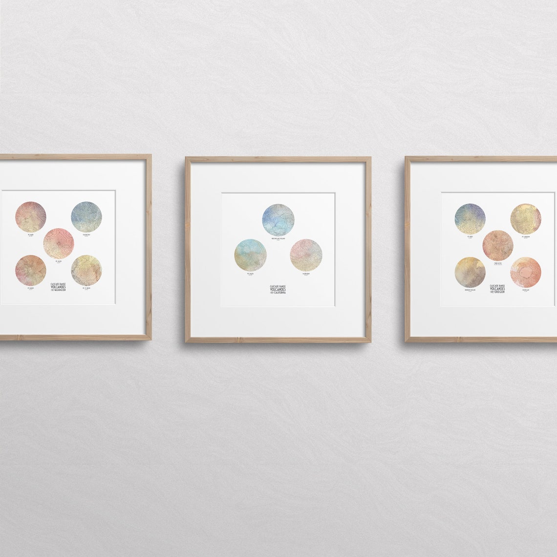 Cascade Range Volcanoes Topo Maps Set of 3 Art Prints - Etsy