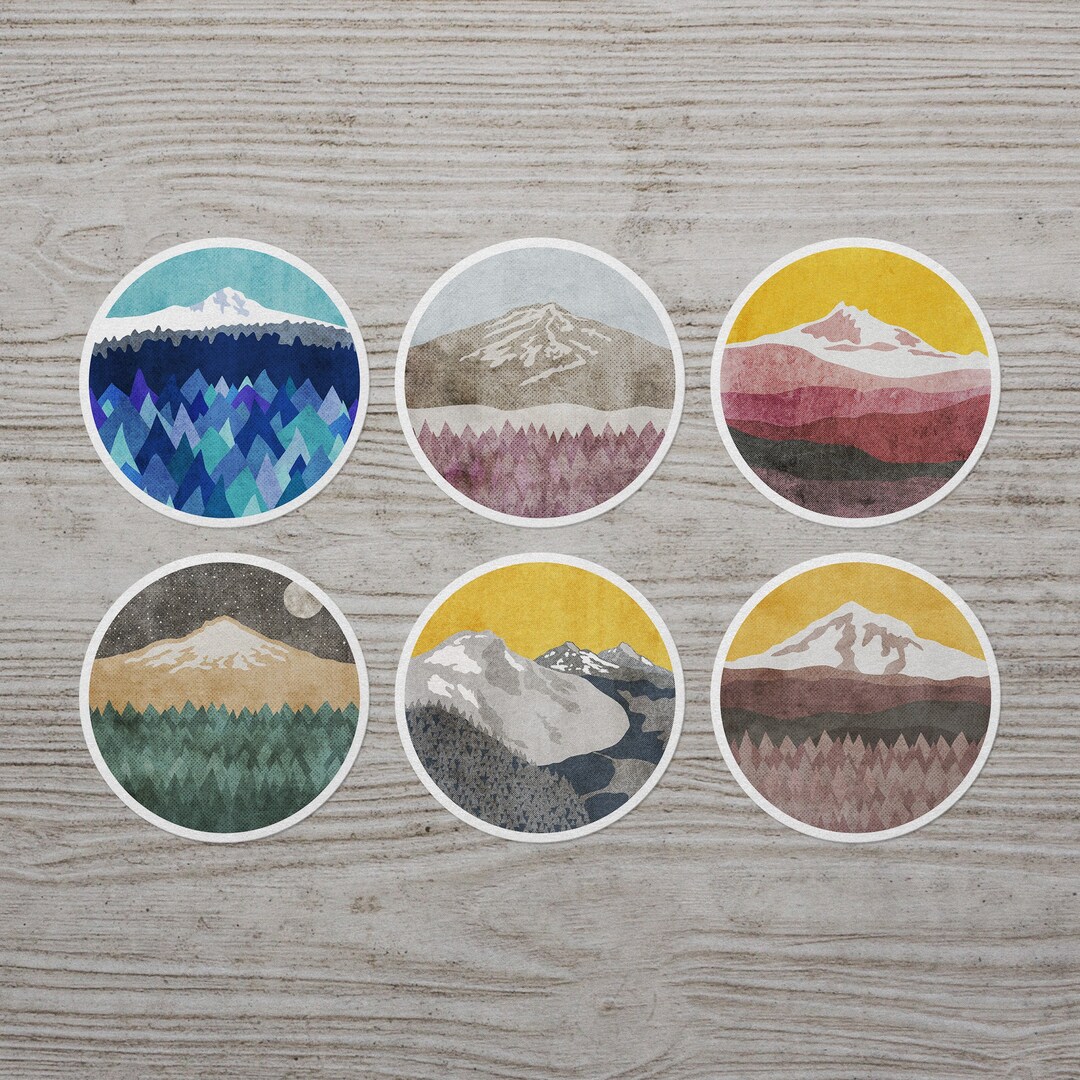 Oregon Mountains Sticker Pack - Mt Hood, Mt Bachelor, Mt Jefferson, Mt ...