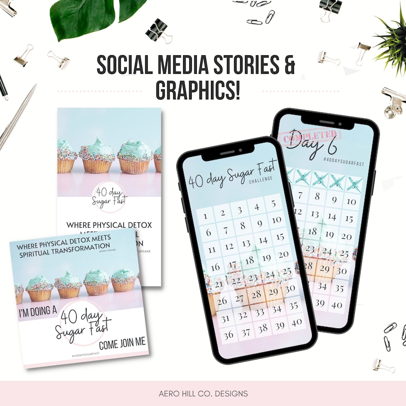 40 Day Sugar Fast | Printable Progress Tracker PDF + Social Media ...