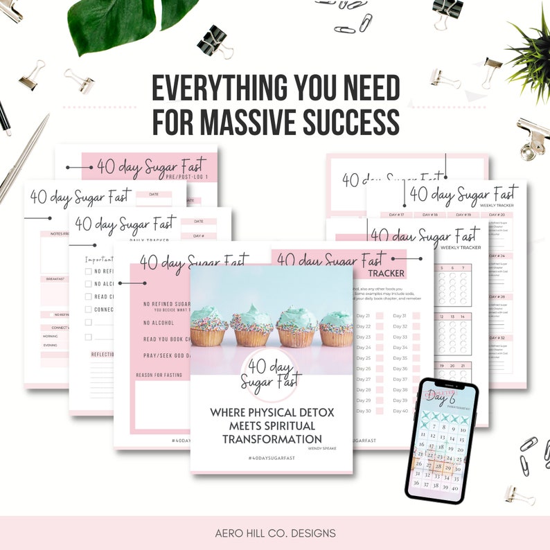 40 Day Sugar Fast | Printable Progress Tracker PDF + Social Media ...