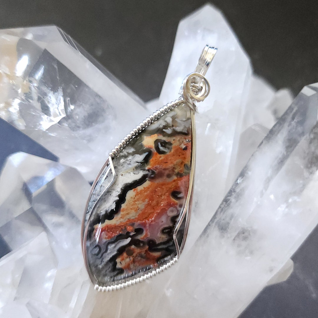 Indonesian Lava Flow Gemstone Necklace, Argentium Sterling Silver Wire ...