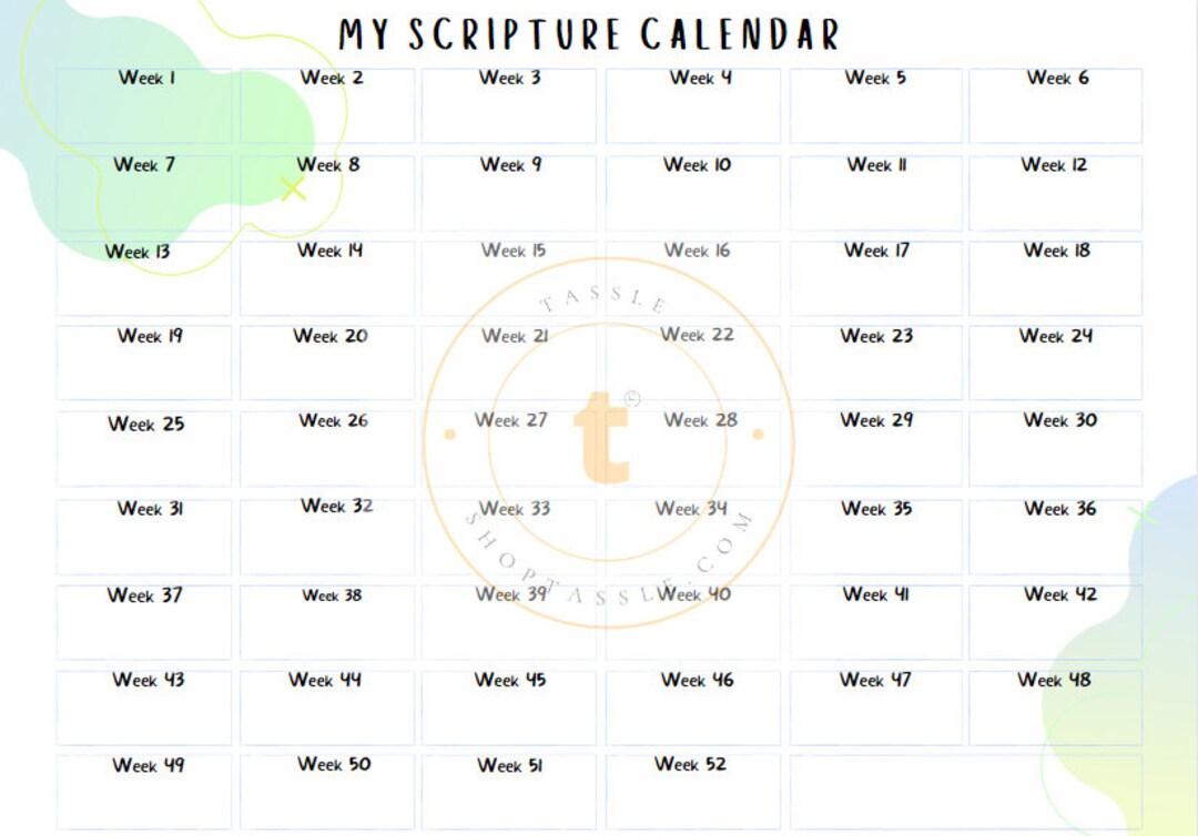 Printable Weekly Scripture Calendar for Children - Etsy
