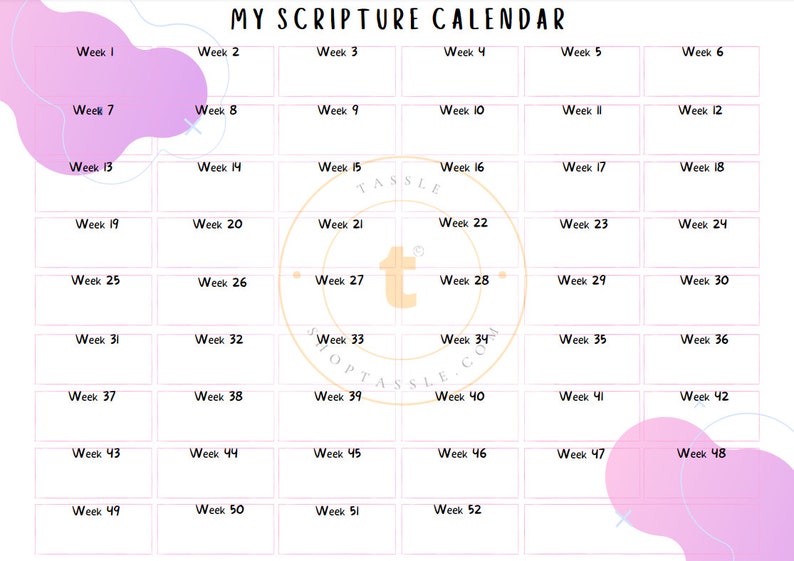 Printable Weekly Scripture Calendar for Children - Etsy
