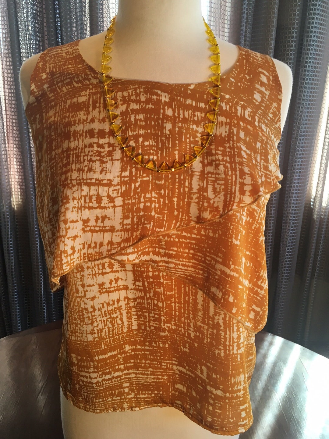 Custom Couture S Golden Geometric Tank Top With Golden Yellow Triangle ...
