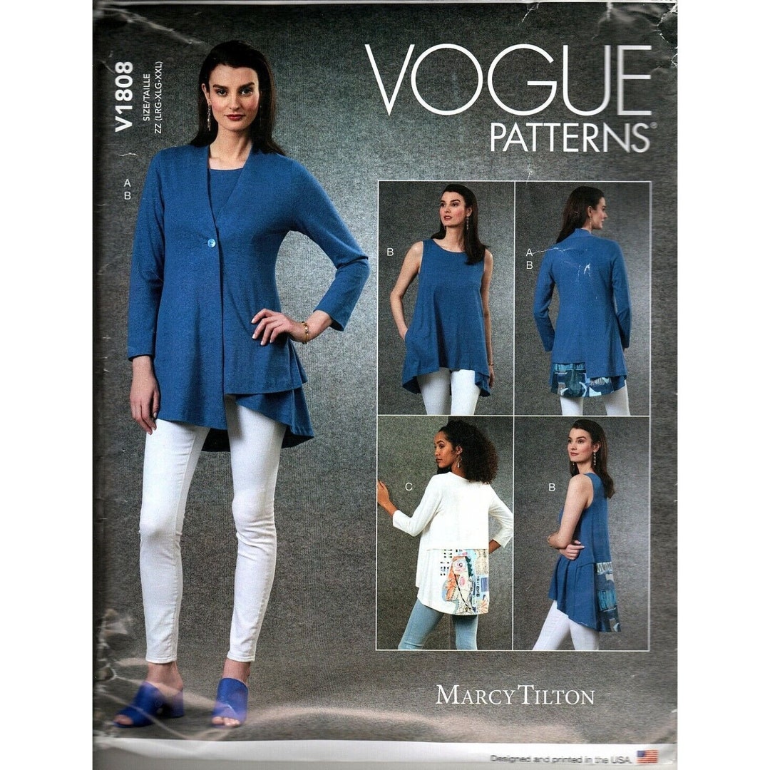 Vogue V1808 Cardigans and Tunics Marcy Tilton Misses L to XXL - Etsy