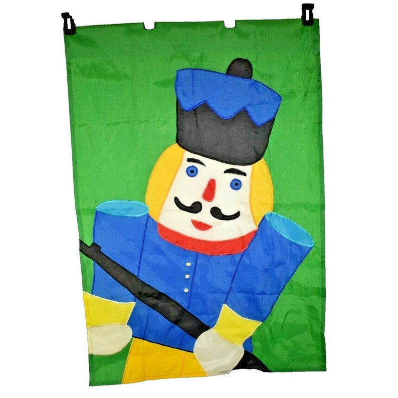 Vintage 1994 Colorful Nutcracker Soldier Seasonal Outdoor Garden Flag ...