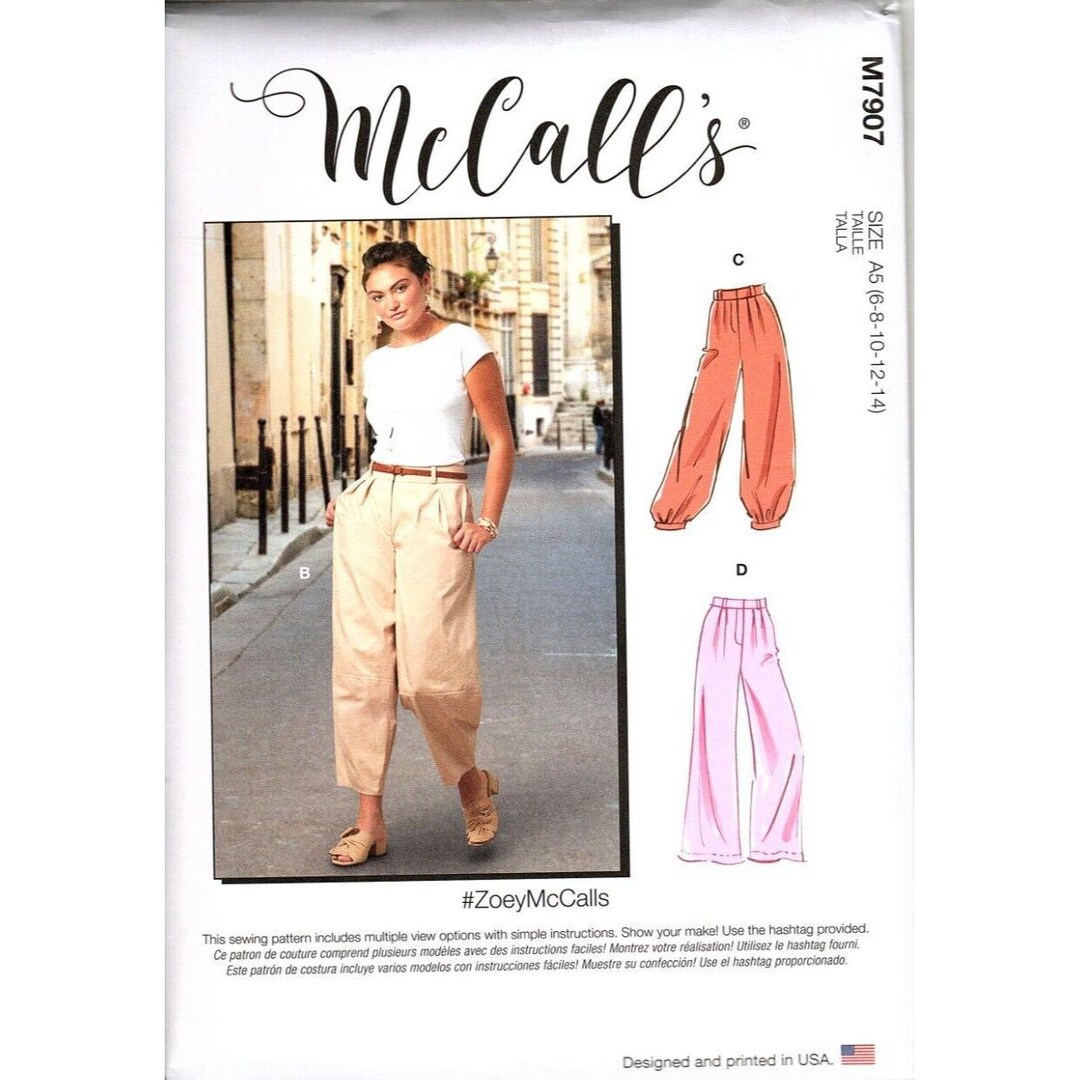 Mccall's M7907 Misses 6 to 14 Easy Loose Fitting Pants Uncut Sewing ...