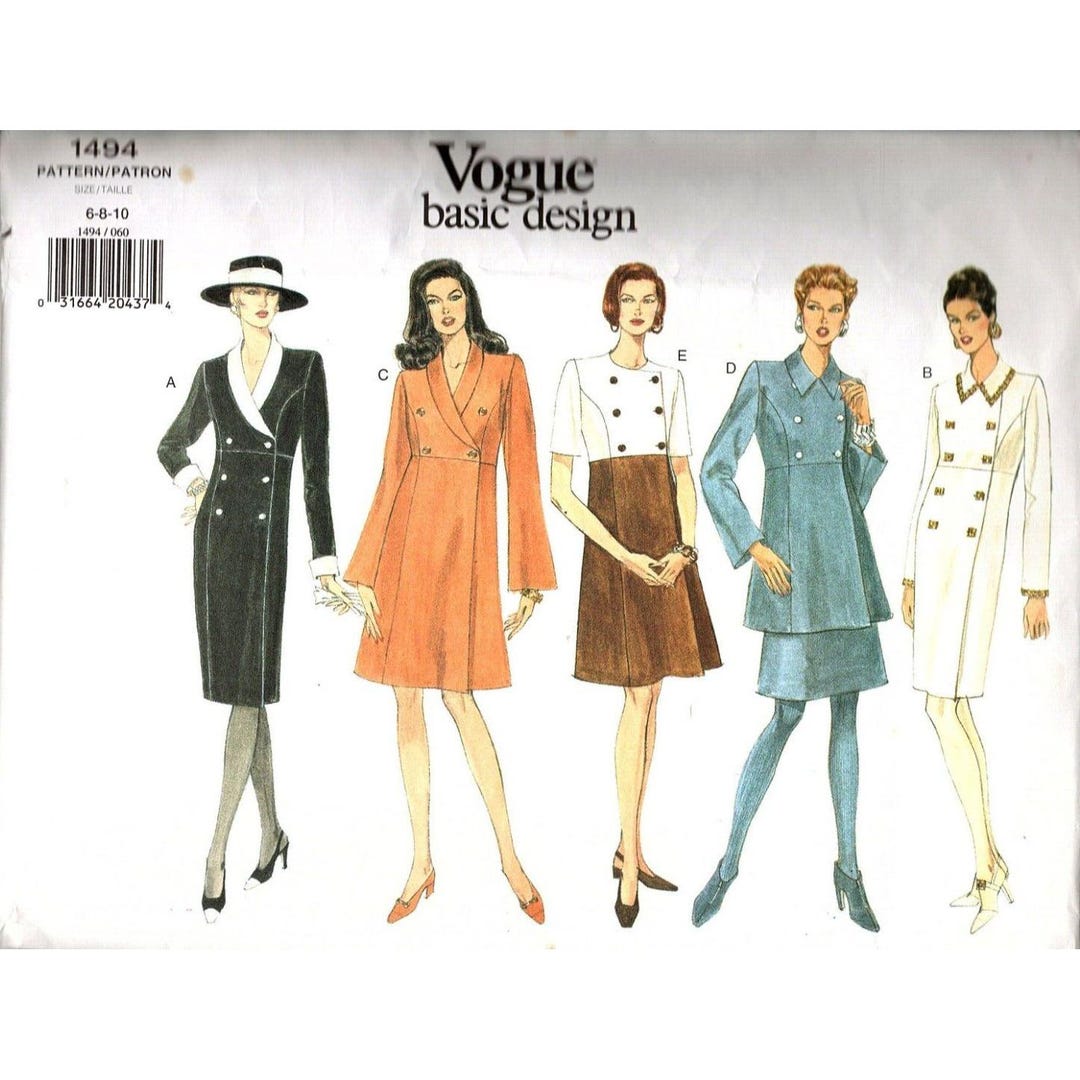 Vogue 1494 Misses 6 To10 Dress, Tunic, and Skirt Vintage Uncut Sewing ...