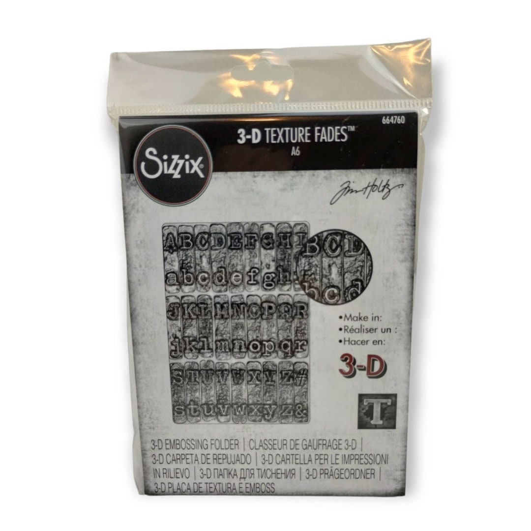 Sizzix Typewriter 3D Texture Fades Embossing Folder 664760 Designer Tim ...