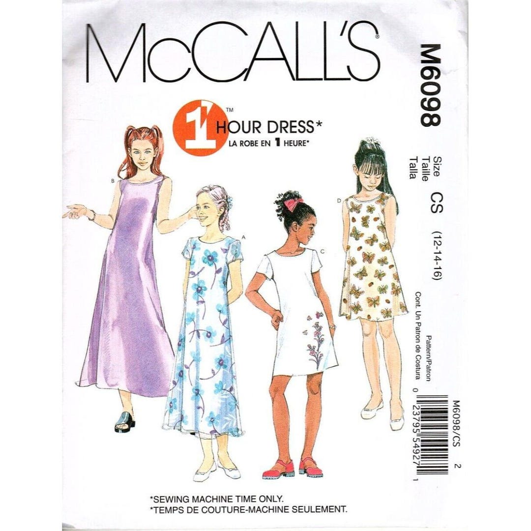 Mccall's M6098 Girls 12 to 16 Overlay Option Dress Uncut Sewing Pattern ...