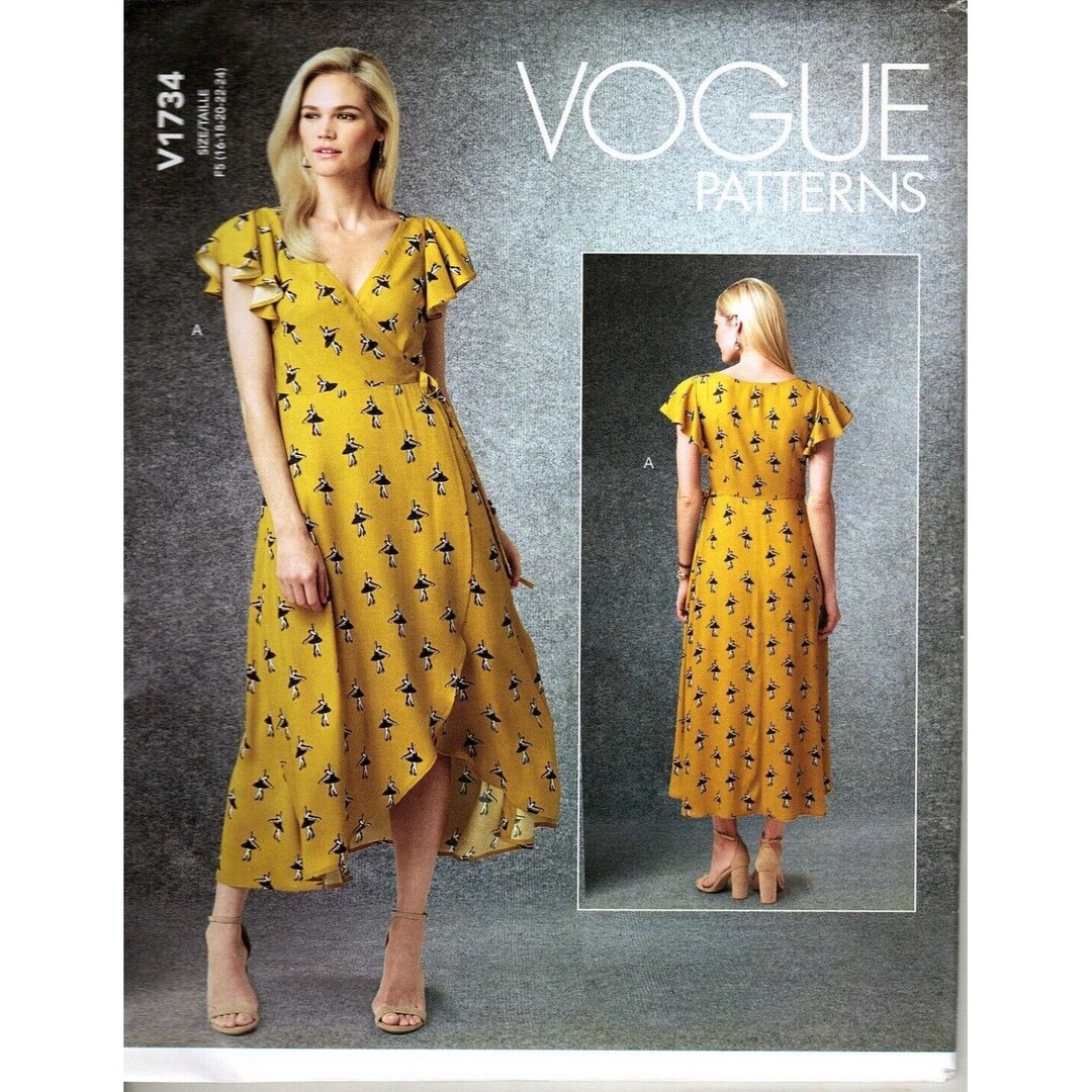 Vogue V1734 Misses 16 to 24 Fitted Side Tie Dress UNCUT Sewing Pattern ...