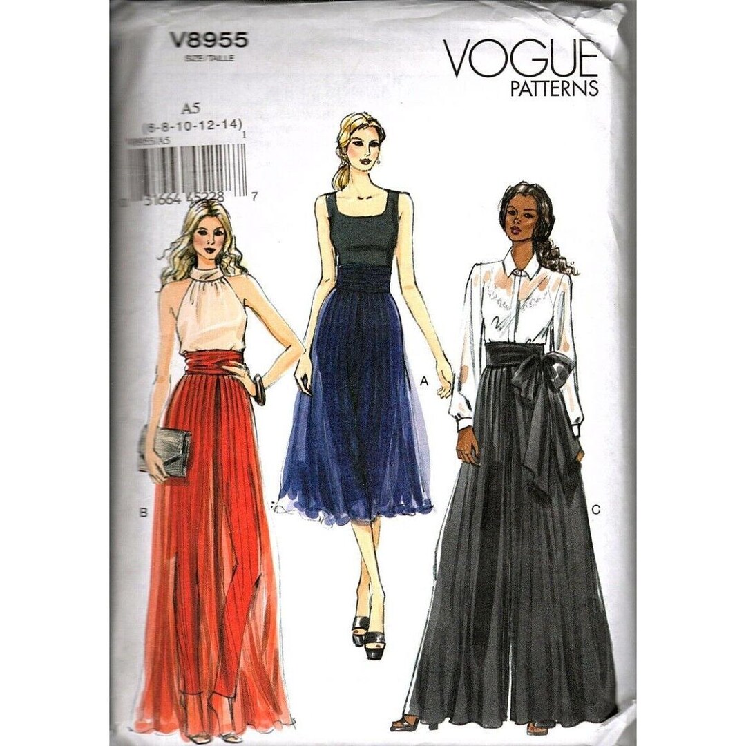 Vogue V8955 Misses 6 to 14 Wide Legged Pants Uncut Sewing Pattern ...