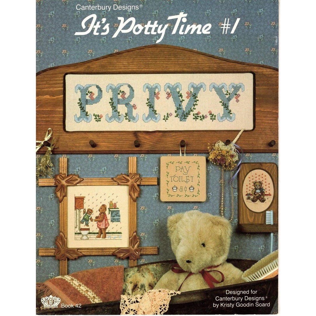 Canterbury Designs Its Potty Time No 1 Vintage Counted Cross Stitch ...