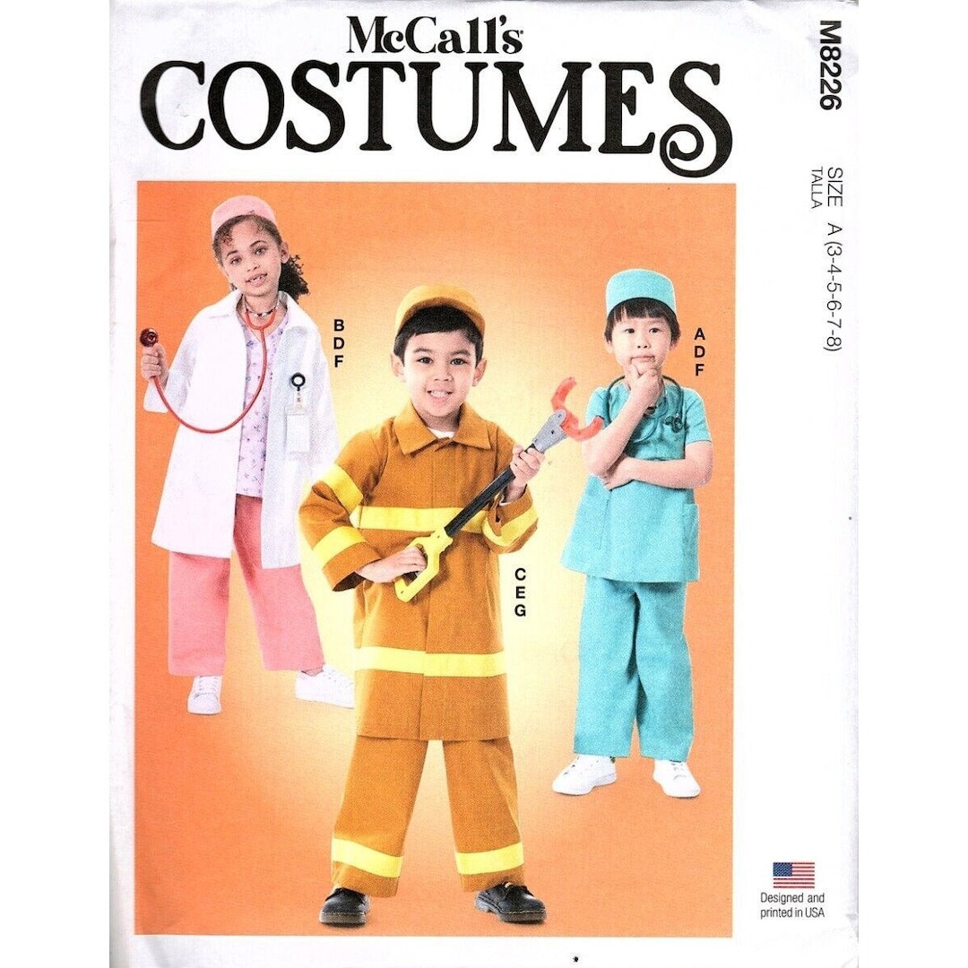 Mccalls Costumes M8226 Child Fire Fighter Doctor Scrubs Halloween ...