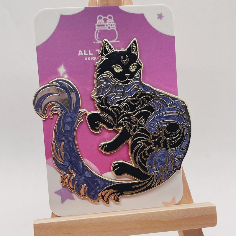 Black Cat Enamel Pin - Etsy