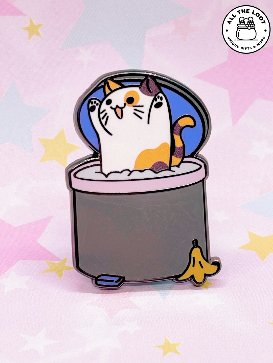 Trash Kitten Kawaii Cat Pin, Cat Pin, Kitten Pin, Hard Enamel Pin ...