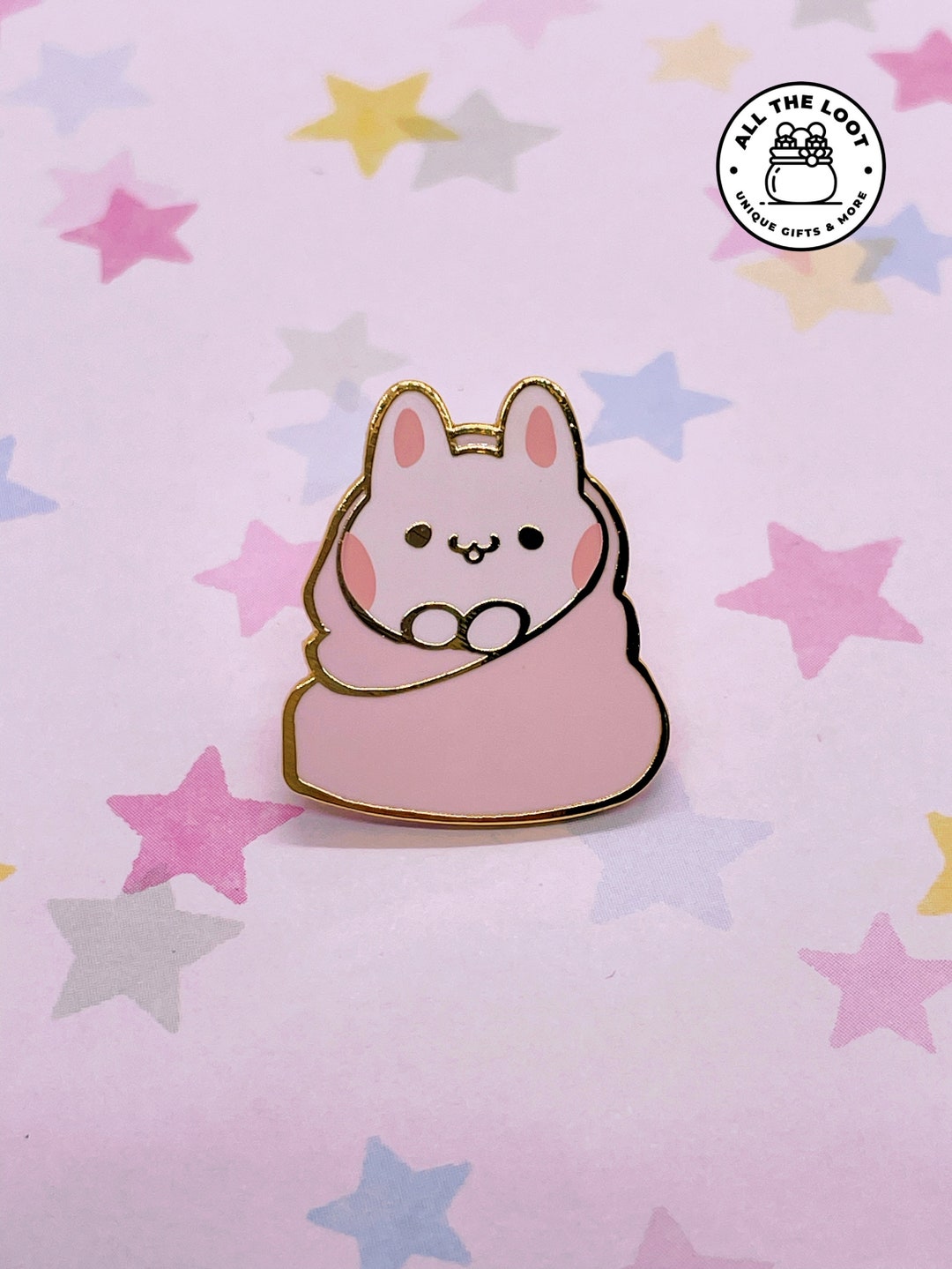 Kawaii Blanket Bunny Pin, Adorable Bunny, Cute Rabbit Enamel Pin, Cute ...