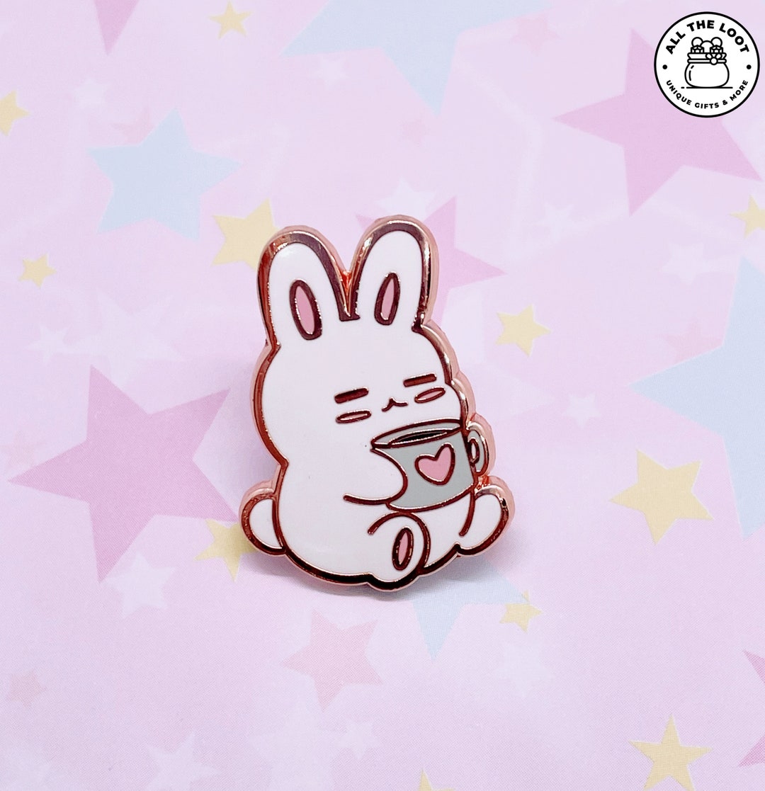 Sleepy Bunny Pin, Kawaii Pin, Rabbit Pin, Bunny Enamel Pin, Rabbit ...
