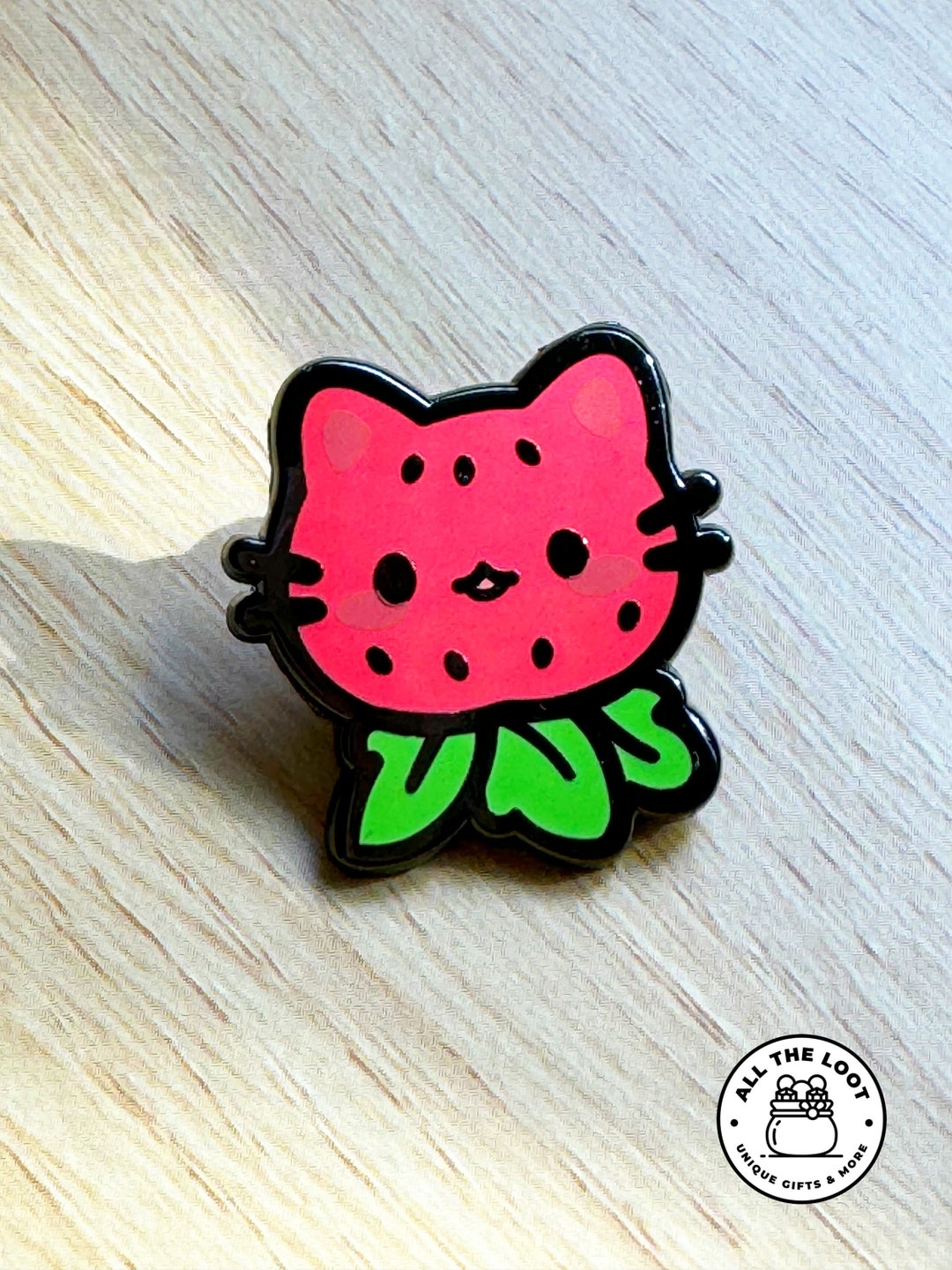 Strawberry Cat Pin, Meowberry, Kawaii Cat Pin, Strawberry Pin, Cute ...