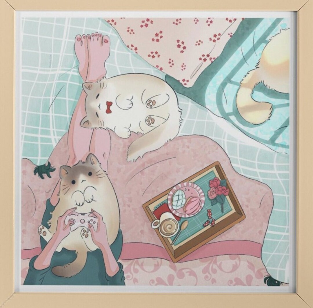 Holiday Ragdoll Cat 8x8 Kawaii Japanese Neko Nursery Art Print for Cat ...