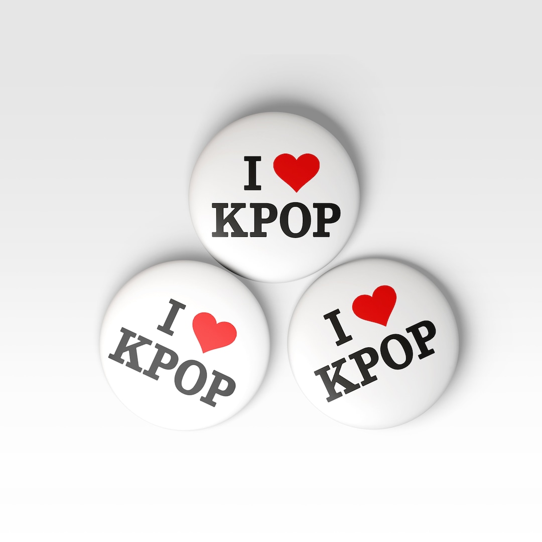 I Heart KPOP; I Love KPOP Button Pin, Heart Button Pin; Gift Idea, I ...